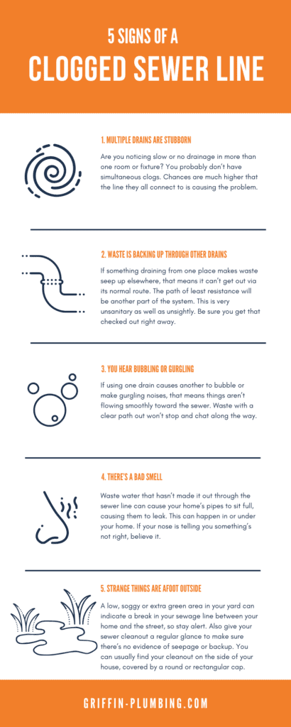 5 Signs of a Clogged Sewer Line - Griffin Plumbing, Inc.